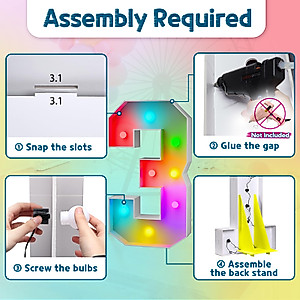 Imprsv 3FT Colorful Light Up Number 3 for Party & Celebrations