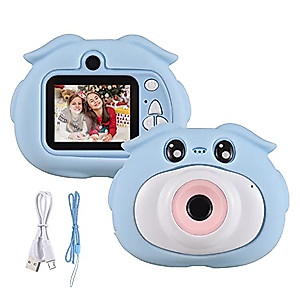 Andoer Mini Cartoon Kids Digital Camera 1080P Digital Video Camera for Kids Dual Lens 2.0Inch IPS Screen 4X Zoom Built-in Battery Cute Photo Frames Interesting Games with Strap Birthday