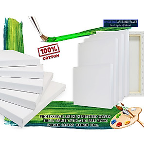 1-1/2" Gallery Depth White Stretched Canvas 24x36 2 Pack 13oz Professional Artist Quality, 100% Cotton, Art Supplies for Crafts, Gesso-Primed for Oil & Acrylic Hand Stretched in USA