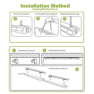 Greess 1 Pack 4 Foot LED Shop Light, 4FT 48W Linkable LED Shop Light for Garage, 3000K&4000K&5000K Selectable LED Integrated Ceiling Light Fixture,Hanging&Ceiling Mounting with Pull Chain