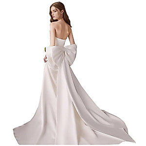 Ayervici Women's Removable Big Bow Train for Wedding Dress Satin Sweep Train for Formal Gowns(Bow:10 Inches *18 Inches) (Black)