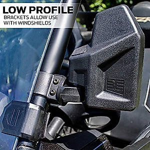 Bevel Engineering UTV Rear View Side Mirror Kit (2 Pack) - Compatible With 1.6" - 2" Round Roll Cage Bar - Break Away & Adjustable - High Impact Shatter Proof Tempered Glass (Driver & Passenger Side)