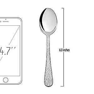 12-Piece Kids Toddler Spoon Set, HaWare Stainless Steel Preschooler Utensils Mini Flatware Set, Hammered Pattern(Adult Look) Cutlery, Dishwasher Safe