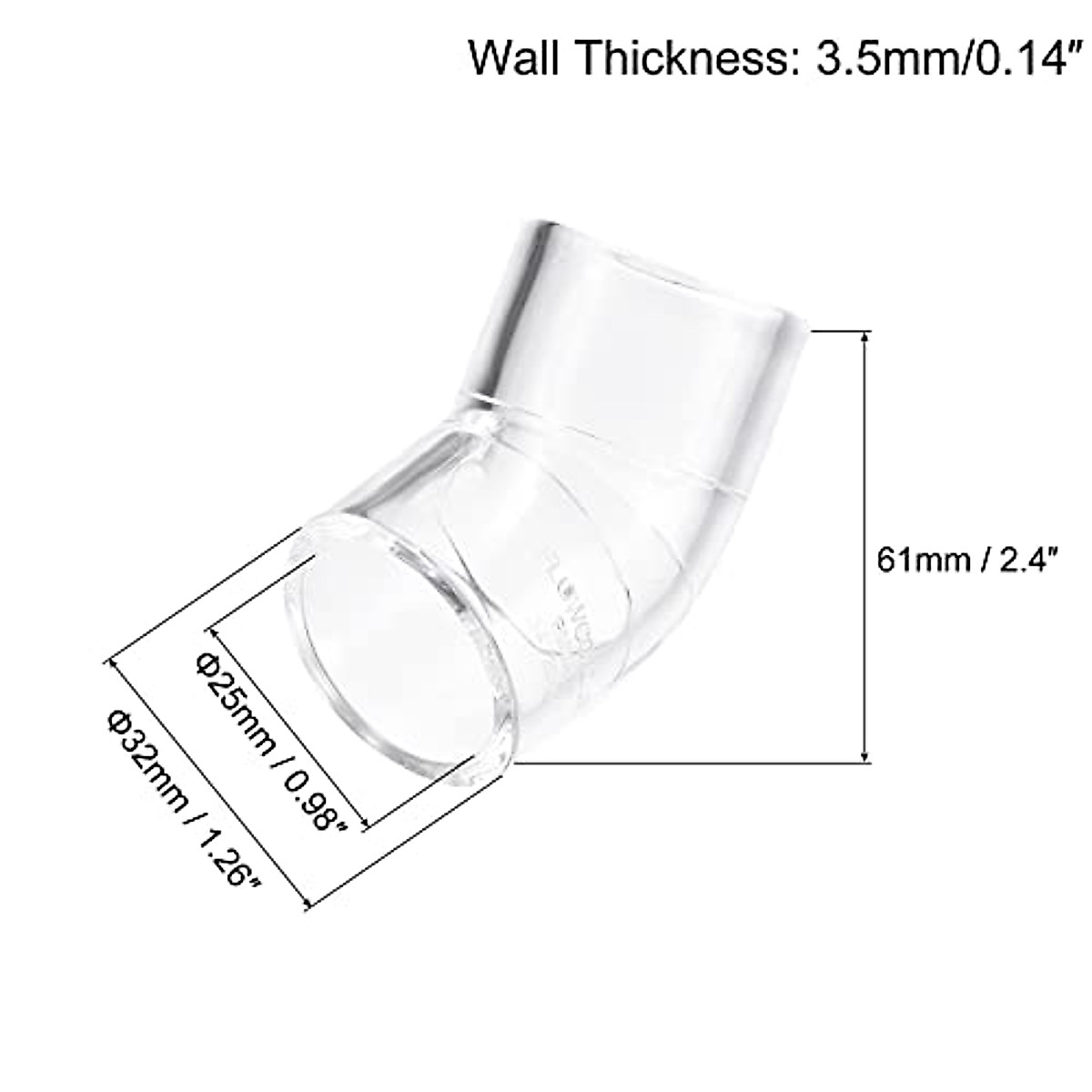 uxcell 4Pcs Clear Elbow Fitting, 25mm/0.98" 2 Way Acrylic Elbow 45 Degree Pipe Fitting Adapter for Connecting Water Pipes