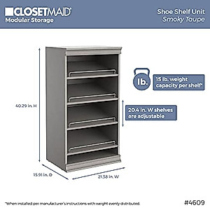 ClosetMaid 4609 Modular Storage Stackable Shoe Shelf Unit, Taupe