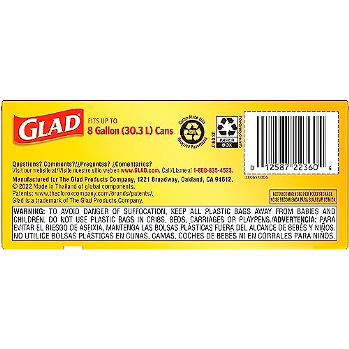 Glad Medium Drawstring Trash Bags, 8 Gallon, White, Fragrance Free, 26 Count, Pack May Vary
