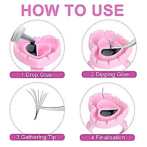 Fawyteng 100pcs Glue Rings Smart Glue Cups Lash Glue Holder Ring Cup,Disposable Glue Cups Lash Glue Rings Lovely Heart Shape for Eyelash Extensions (Pink)