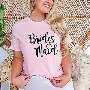Bride and Bridesmaid T Shirt Bridal Party Bachelorette Party Bridesmaid Proposal Gift Team Bride Tribe I Do Crew Wedding (Medium, Pink Bridesmaid)