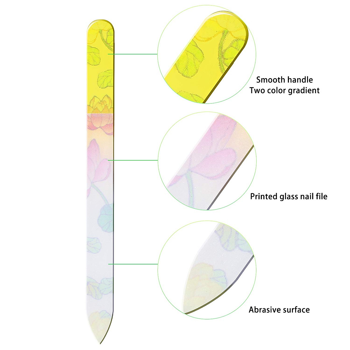 Mudder 8 Pack Glass Nail Files with Cases Colorful Pattern Printed Nail Buffers Crystal Fingernail Files with Travel Protective Cases for Professional Manicure Supplies