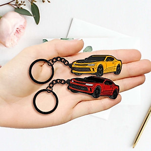 glahorse For Chevy Camaro Keychain，For Chevy Camaro Accessories 2010-2020，Metal Keychain (Yellow)
