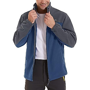 TACVASEN Military Jacket Men with Multi-Pockets Full Zip Stand Collar Hiking Jackets Midweight Winter Coat Fall Winter Outerwear