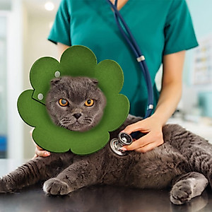 HACRAHO Cat Recovery Collar, 3 PCS Adjustable Flower Cat Cone Collar Soft Pet Cone Recovery Collar with Sun Flower Shape for Cats Kitten Puppies, Blue-Green, Olive Green and Gray