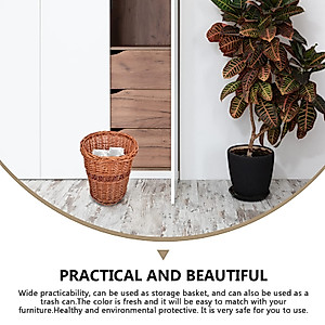 DOITOOL Portable Woven Basket Trash Can Decorative Sundries Container Basket Small Wastebasket Woven Storage Baskets for Bedroom, Bathroom, Utility Rooms, Garages (10 x 11 x 7 inch)