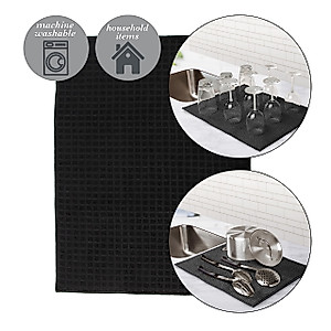 Kitchen Details Microfiber Drying Mat| Dimensions: 15" x 20" | Highly Absorbent | Black | Easy Clean up | Kitchen Organization | Safe on Surfaces