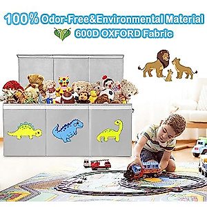 WOMRICH Extra Large Toy Box Chest, Toy Box for Boys Girls Kids, Collapsible Toy Bin with Flip-Top Lid and Handles, Sturdy Toy Organizers and Storage for Nursery Room, Playroom and Closet