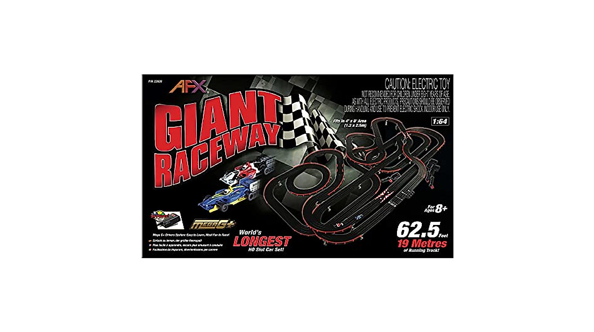 AFX HO Slot Car Racing Set - 62 Feet of Action & Adjustable Power