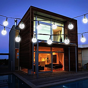 Vivii Solar String Light 20 ft 30 LED Crystal Ball Waterproof String Lights Solar Powered Fairy Lighting for Garden Home Landscape Holiday Decorations, White, 2 Pack