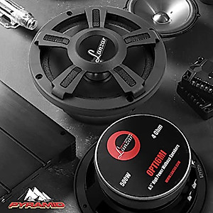 LANZAR Upgraded Opti Pro 6.5” High Power MidBass - Powerful 500 Watt Peak 105Hz – 12 kHz Frequency Response 30 Oz Magnet Structure 4 Ohm w/Paper Cone and Foam Surround Full Range Speaker - OPTI6MI