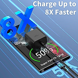 Super Fast Charging for Samsung, Redpark 45W USB-C GaN Power PPS Fast Charger with 5FT Type C to C Quick Charge Cable for Samsung Galaxy S22/S22 +/S22 Ultra/S21 20 Ultra/Note 20 10 Plus, Galaxy Tab S8