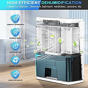 MORFY Dehumidifiers for Room Bedroom, Upgraded version 85 OZ Dehumidifiers, 6800 Cubic Feet(700sq ft) Small Dehumidifiers for Room with Drain Hose and Auto Shut Off, Portable Quiet Dehumidifier for Bedroom Bathroom RV Laundry Room or Closet（Matte white）