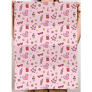 CENTRAL 23 Summer Wrapping Paper For Women - 6 Pink Wrapping Paper Sheets - For Birthday, Christmas, Bridal Shower - Comes With Fun Stickers