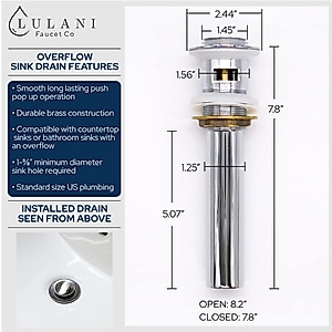 Lulani Capri Single Hole Bathroom Faucet, Easy Operation Faucet, Luxurious Design Faucet with Water-Saving Technology, Superior Performance and Lifetime Limited Warranty – Chrome Finish