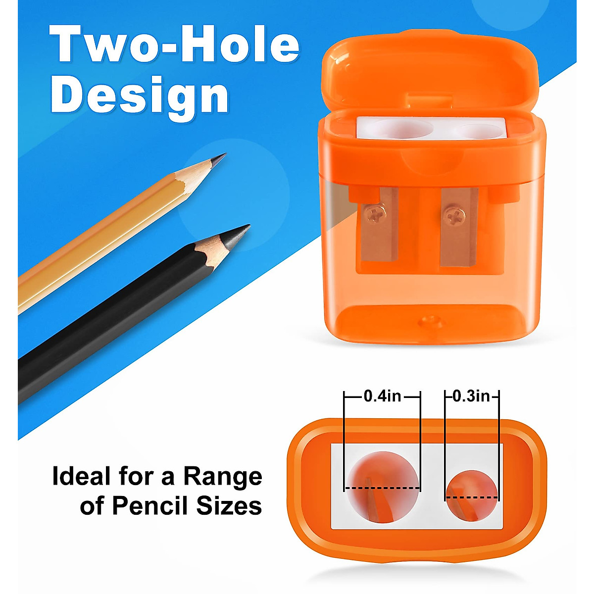 60 Pack Pencil Sharpeners Bulk - Double Hole Pencil Sharpener Manual with Cover for School Kids, Small Cute Pencil sharpeners Handheld for Students School Classroom Supplies