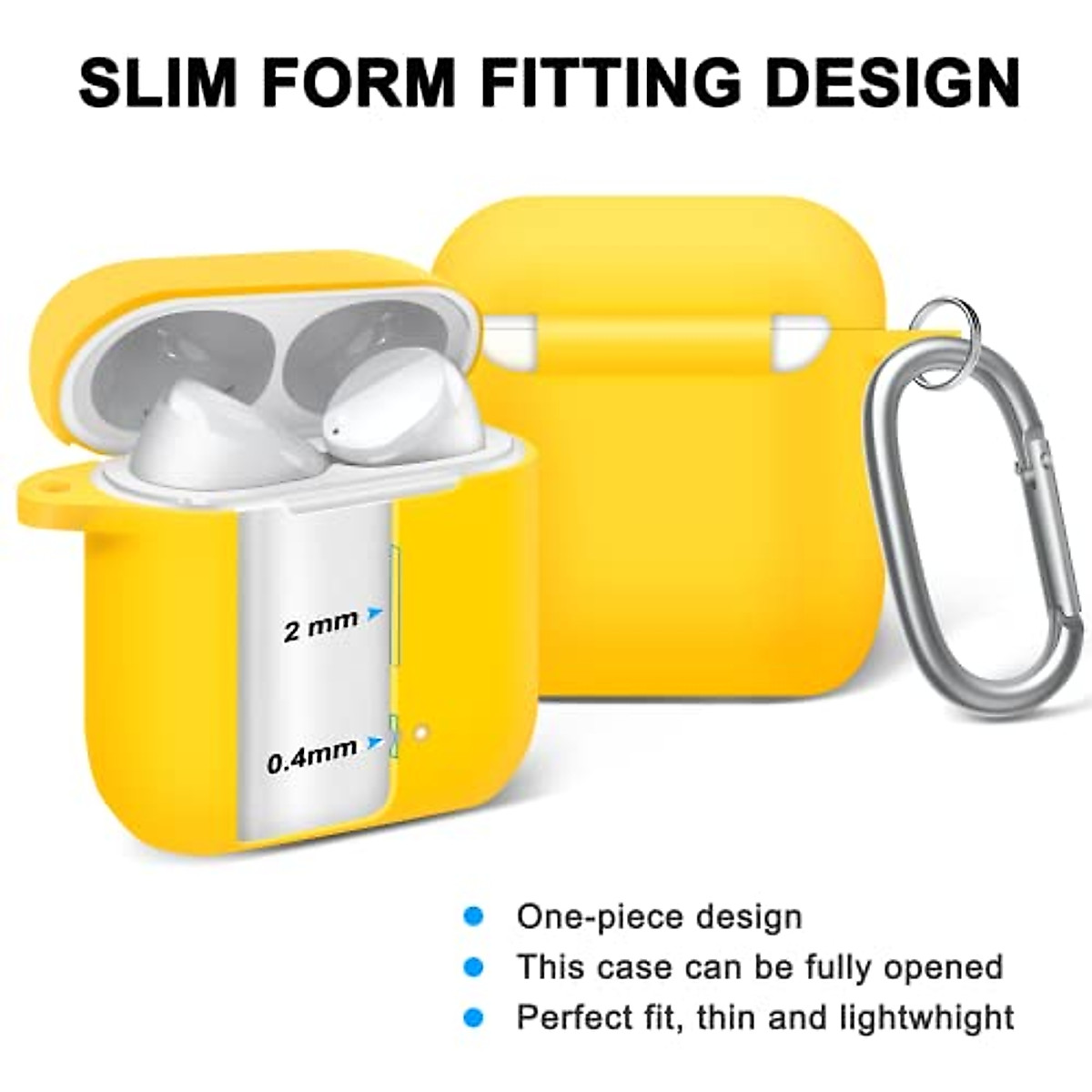 MOLOVA Protective Silicone Case Compatible with Tozo t6, Front LED Visible, Premium Accessory Shockproof tozo t6 Case Cover with Keychain. (Yellow)