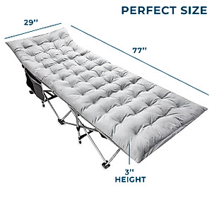 Zento Camping Cot Mattress Foam Pad for Adults – Thick Soft Ultra Comfort Sleeping Pad for Traveling Hiking Outdoor or Indoor Use – Lightweight Easy to Carry Foldable Waterproof Adult Cot Mattress
