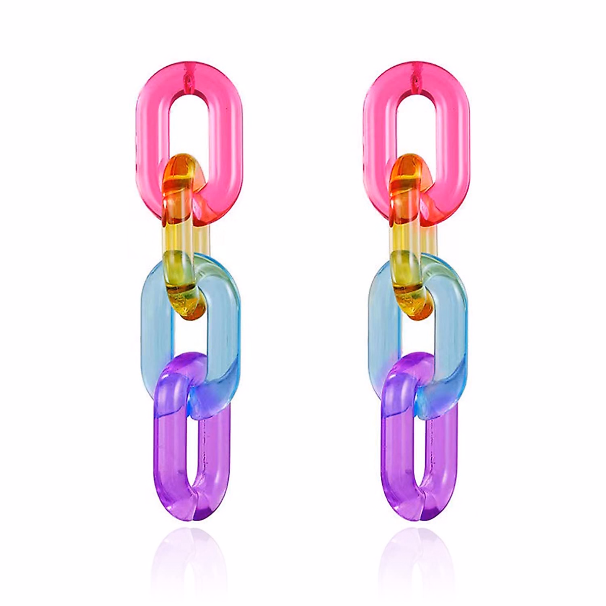 T-ztoss Minimalist paperclip Chain Dangle Earrings Acrylic Geometry Square Resin Tassel Drop Dangle Earrings Mottled Bohemia Statement link chain Earrings Fashion Jewelry for Women(colourful)