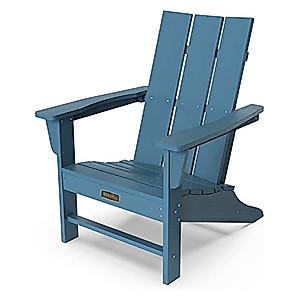SERWALL Two Modern Adirondack Chairs with Double Side Table Set, Blue