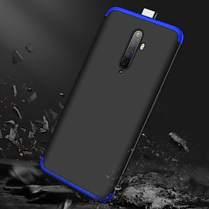 ZSCHAO Case for Oppo Reno2 Z Oppo Reno 2Z 360 Degree Ultra Slim Anti-Shock with Tempered Glass Case Compatible with Oppo Reno2 Z Hard Shockproof Full Matte Case Cover Black + Blue