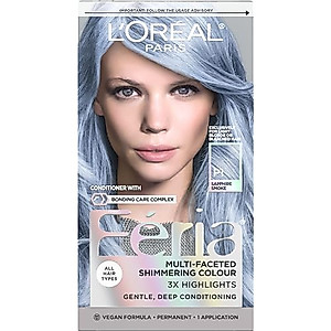 L'Oreal Paris Feria Multi-Faceted Shimmering Permanent Hair Color, 411 Sapphire Smoke (Smokey Blue)