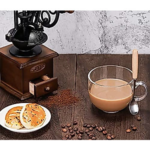 DONYU 2 Pieces Glass Cup 16OZ Clear Coffee Mug with Lids Spoon for Breakfast Tea,Milk,Beverage,Oats,yoghurt