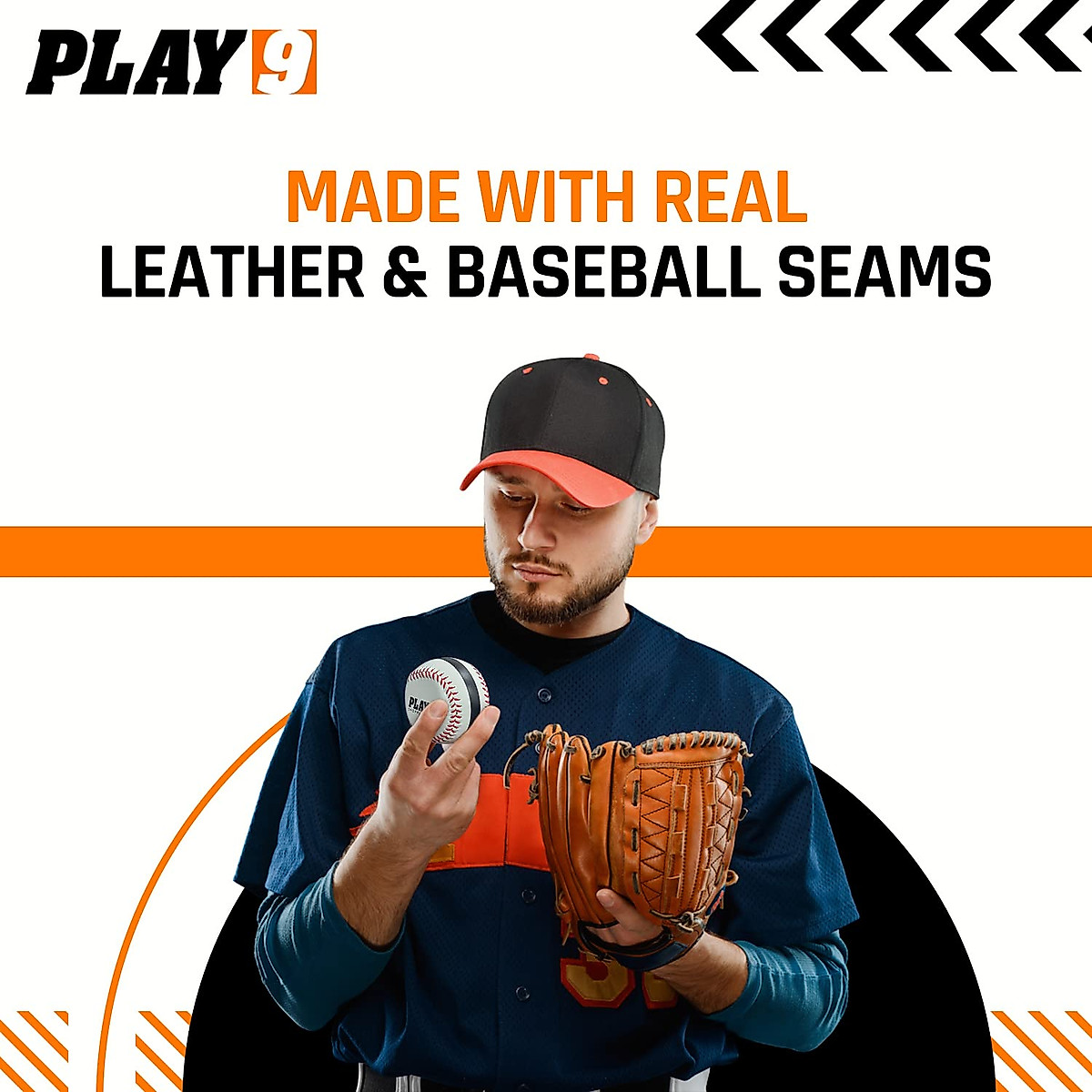SHOP PLAY 9 Play9 Baseball Training Ball - Leather Baseball Pitching & Throwing Trainers - Spin Ball for Pitchers & Catchers, Youth & Adult (2 Seams)