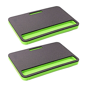 Polar Whale 2 Portable Knee Cushions Green and Black with Tool Pocket for Home Garden Work Automotive Workshop More Durable Thick Comfortable High Density Waterproof Foam 15 x 10 Inches Kneeling Pad