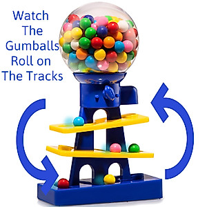 Tower Gumball Machine for Kids - 10" Gum Machine Toy Bank - Candy Machine Dispenser Includes 25 Dubble Bubble Gum Balls - Candy Dispenser Machine Christmas Gift Toys for Girls and Boys - Playo (Blue)