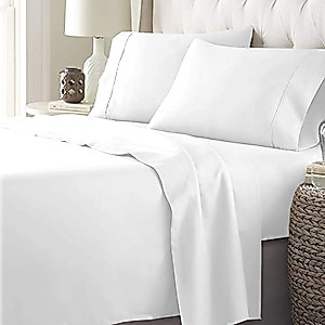 Pottery Barn | Pure 800 Thread Count | 100% Egyptian Cotton Sheet Set | Queen(60" X 80") White |Comfy&Cozy Set 8"-14"(inch) Deep Pockets with Elastic Bounded 4 Piece Set | Oeko-Tex Standard