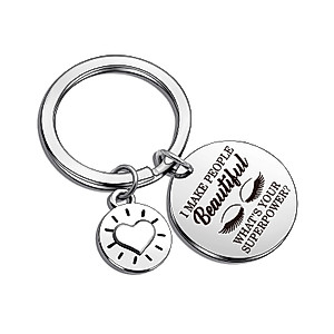 Nothers ASANHAO Beautician Gift Beauty Salon Jewelry Beautician Appreciation Gift Eyelash Keychain makeup Artists Jewelry Lash Girl Gift Beautician Keychain