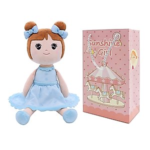 Conzy Stuffed Baby Doll Gifts for Girl 44CM Super Soft Buddy Cuddly Baby Girl Plush Toy Gifts wtih Gift Bag 17.3 Inches in Standing (Pink)