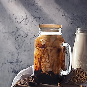 Yirilan 4 Pack 24Oz Mason Jar Cups, Mason Jars with Handle, Mason Jar Drinking Glasses, Mason Jar with Lid and Straw, Mason Jar Mugs