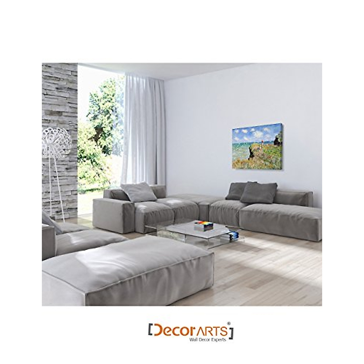 DECORARTS - The Cliff Walk At Pourville, Claude Monet Art Reproduction. Giclee Canvas Prints Wall Art for Home Decor 24x20