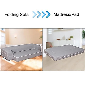 HonTop 10 Inch Folding Sofa Bed Memory Foam Couch Floor Modern Futon Sofa Bed, Full Sleeper Chair Bed for Living Room Bedroom