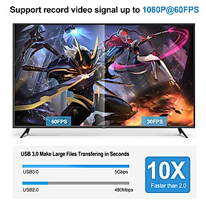 MOYOON Capture Card USB 3.0, 4K HDMI Video Capture Card to USB/Type-C with Microphone & HDMI Loop-Out, Capture Card 1080p 60fps for streaming, Compatible with Nintendo Switch/Game Console/Phone