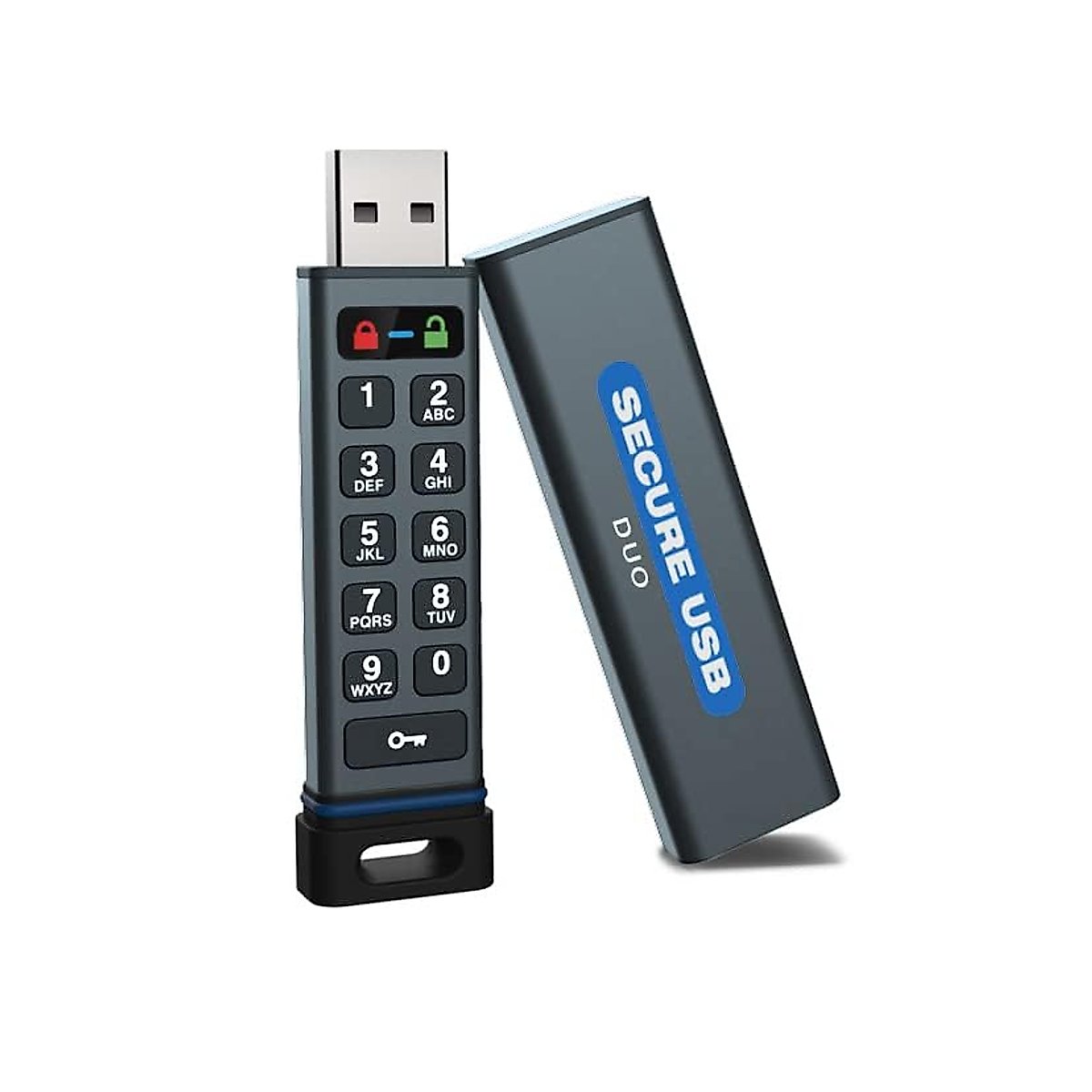 SecureData SecureUSB Duo 16GB Hardware Encrypted USB 3.0 Flash Drive FIPS 140-2 Level 3 Unlock via Keypad or Phone app TAA Compliant, CJIS, HIPAA, CMMC, GDPR Compliant, Works with Mac and Win Free AV