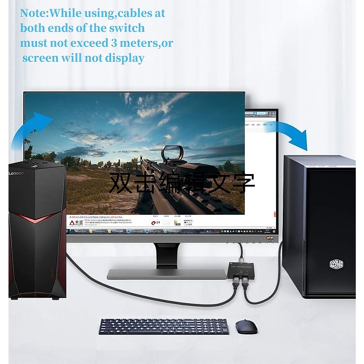 CABLEDECONN DisplayPort 8K DP 1.4 Switch Bi-Direction 8K@30Hz 4K@120Hz Splitter Converter for Multiple Source and displays.