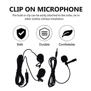 2 Sets Lavalier Microphone Usb Microphone Karaoke Mic Handheld Dynamic Microphone Computer Cordless Microphone Lavalier Lapel Mic Clip on Lapel Microphone Wireless Metal Carla
