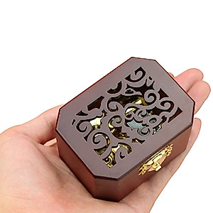 Creative Hollow Cover 18-Note Musical Movement Wind-up Wood Musical Box,Musical Toys for Kids
