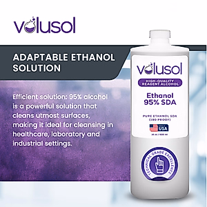 Volu-Sol Denatured Ethanol SDA 95% (190 Proof) for Lab & Industrial Use - Pure Alcohol Cleaning & Rubbing Solution, Trusted by Healthcare & Veterinary, for External Use Only - 500 mL/16 oz