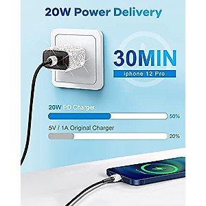 iPhone Fast Charger, [Apple MFi Certified] 20W Bling USB C Wall Charger PD + QC Dual Port Adapter with 3.2FT Type-C to Lightning Cable Compatible with iPad iPhone 14 13 12 Pro Max Mini 11 Xs(White)